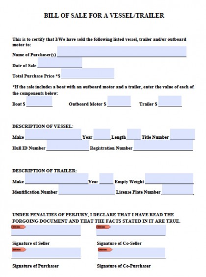 Bill Of Sale Illinois Template Trailer Ascselife