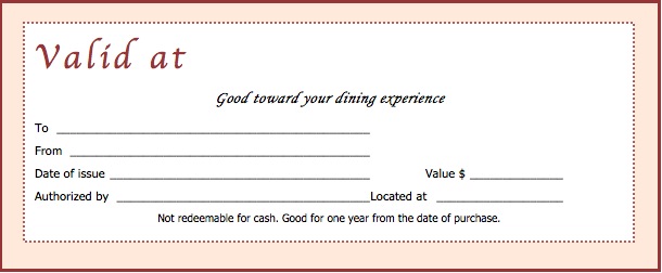 Download Restaurant Gift Certificate Templates WikiDownload