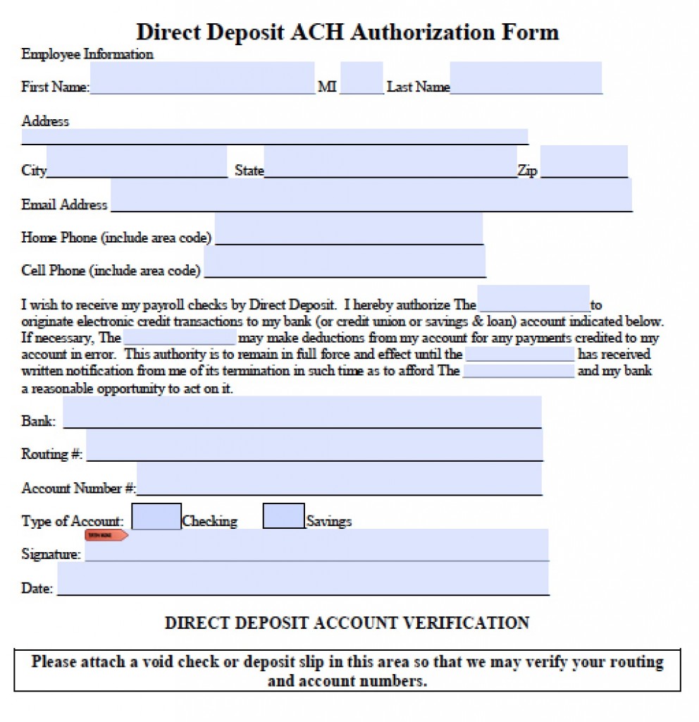 Download ACH Direct Deposit Authorization Form PDF RTF Word