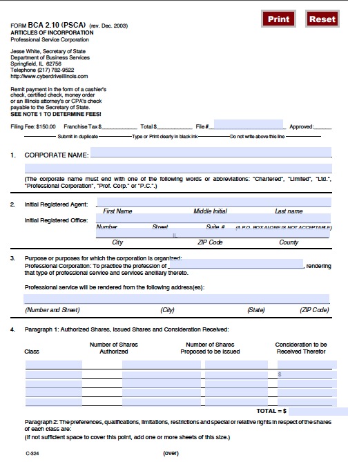 illinois-professional-service-articles-of-incorporation - wikiDownload ...