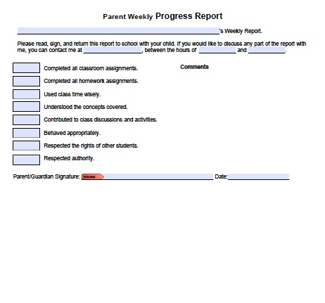 parent-weekly-progress-report-template - wikiDownload wikiDownload